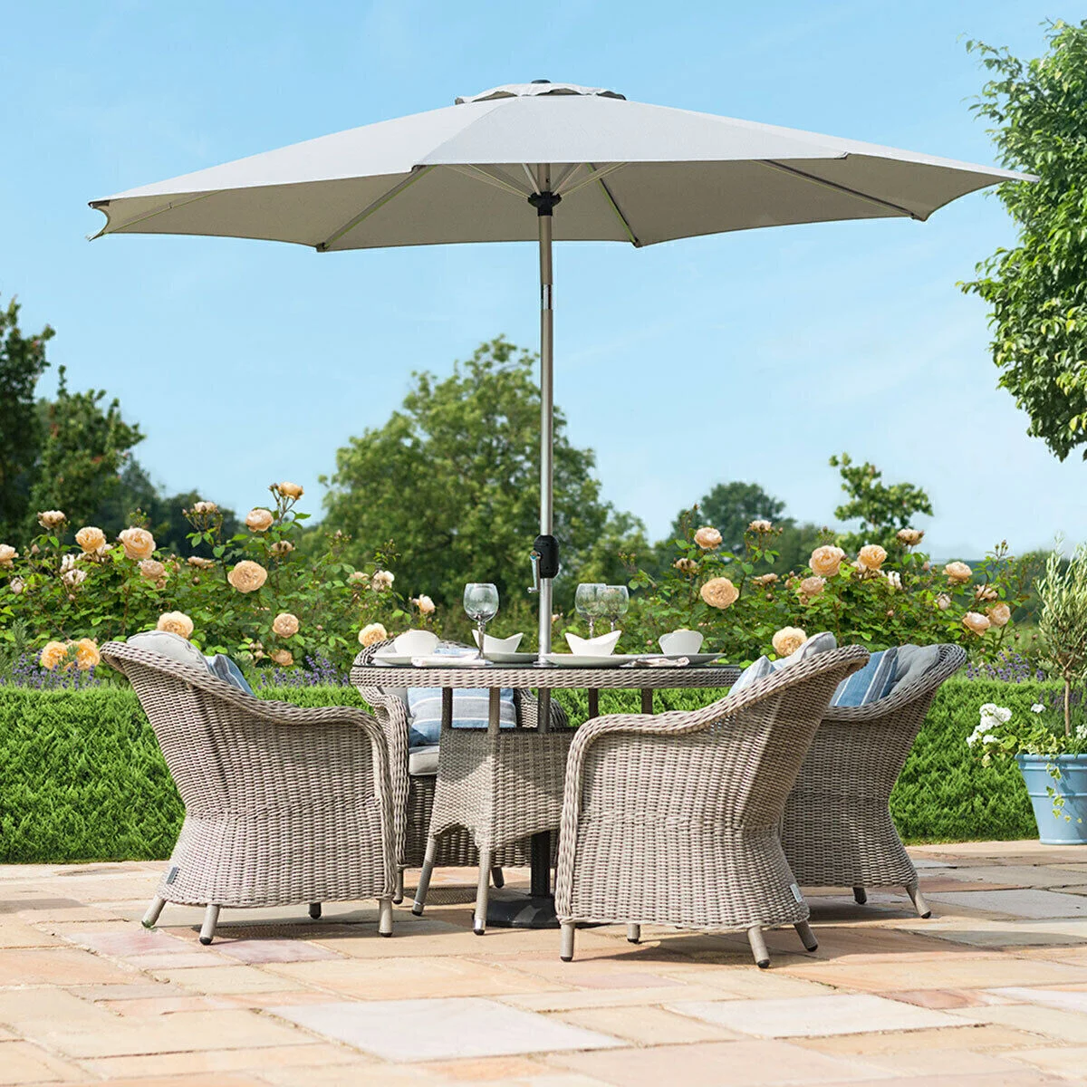 Oxford Heritage 4 Seat Round Rattan Dining Set – Cassa Garden