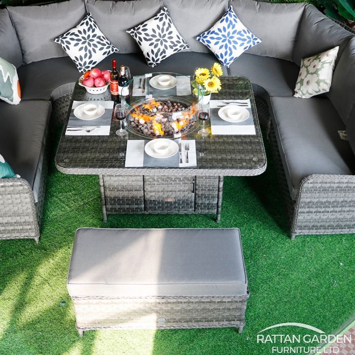 Serena Curved Sofa with Fire Pit Set – Cassa Garden