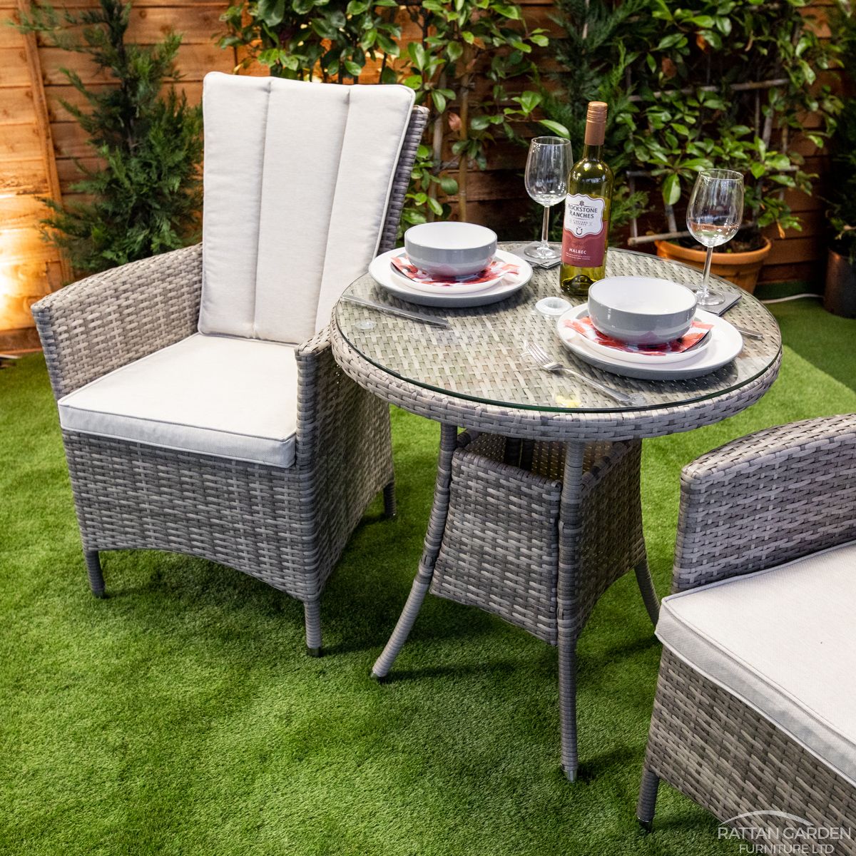 Rattan Champagne Atlanta Round Bistro Set – Cassa Garden
