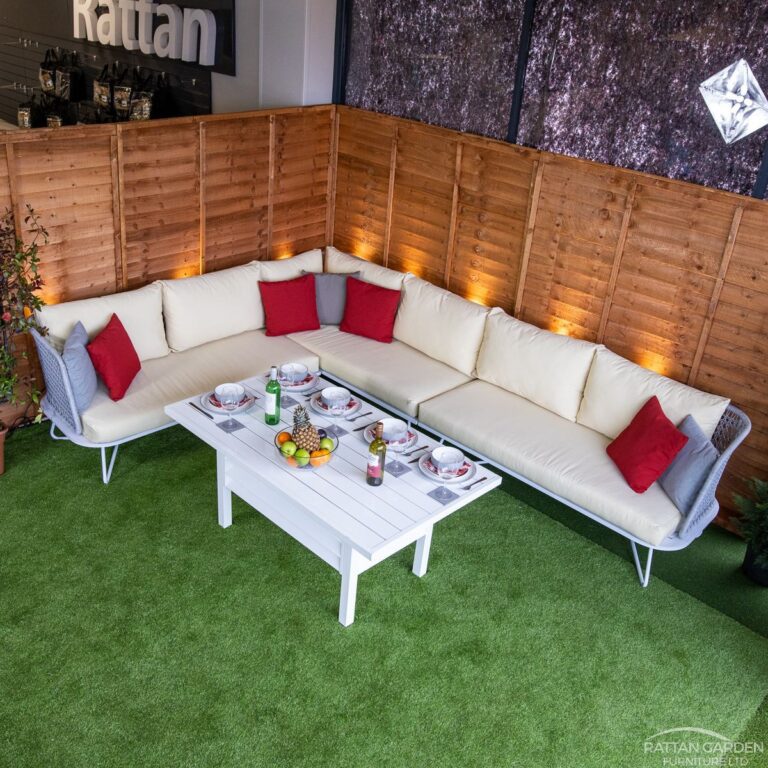 Rattan Oasis Silver Corner Dining Set – Cream Cushions – Cassa Garden